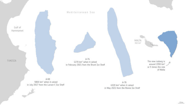 Satellite Imagery Confirms Massive Iceberg (600-sq-miles) Breaks from ...