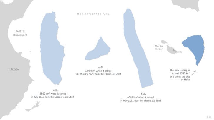 Satellite Imagery Confirms Massive Iceberg (600-sq-miles) Breaks from ...
